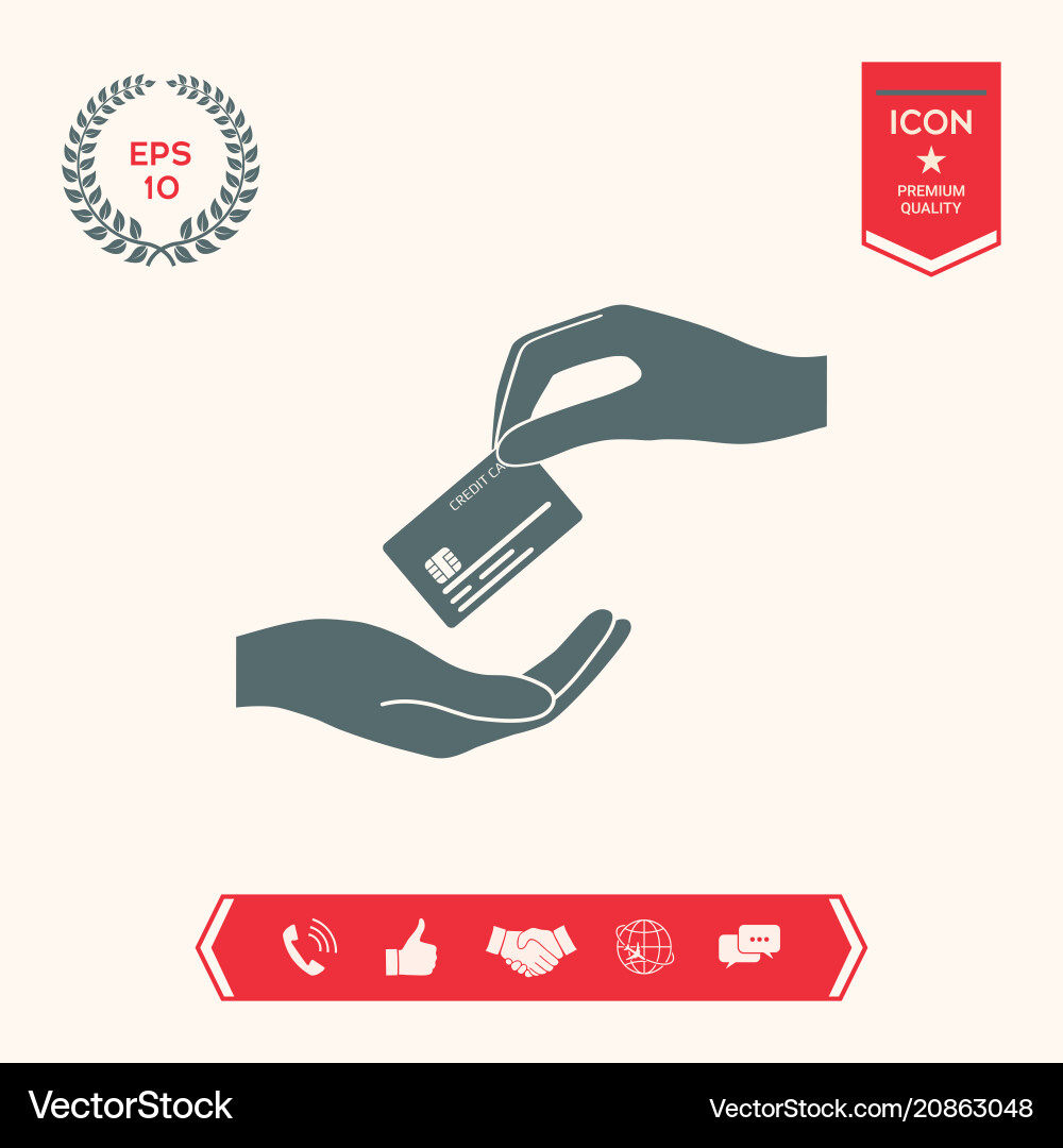 Receiving credit card hand holding Royalty Free Vector Image