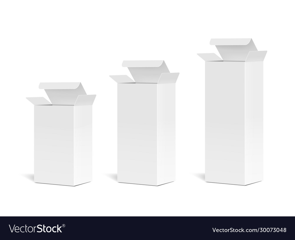 Set realistic paper rectangular packaging boxes Vector Image
