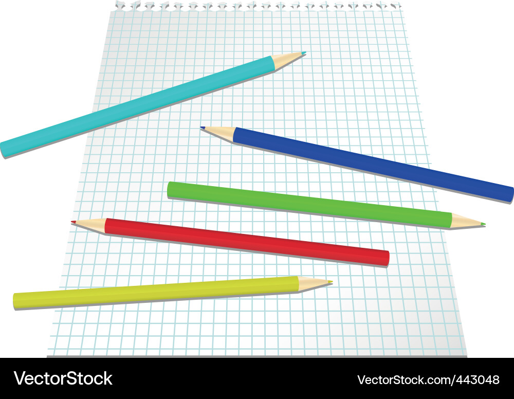 Sheet of paper with pencils Royalty Free Vector Image