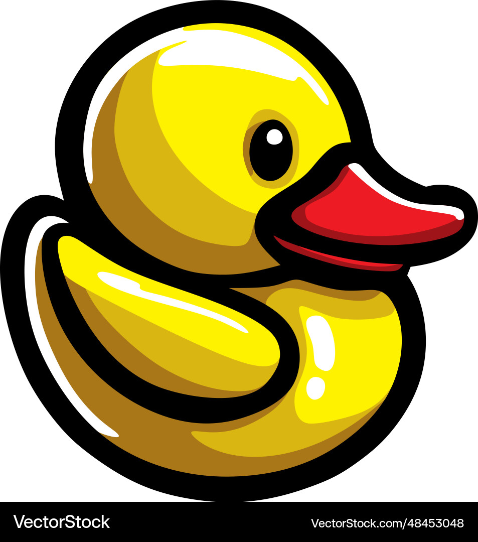 Toy yellow rubber duck for bathroom drawing Vector Image