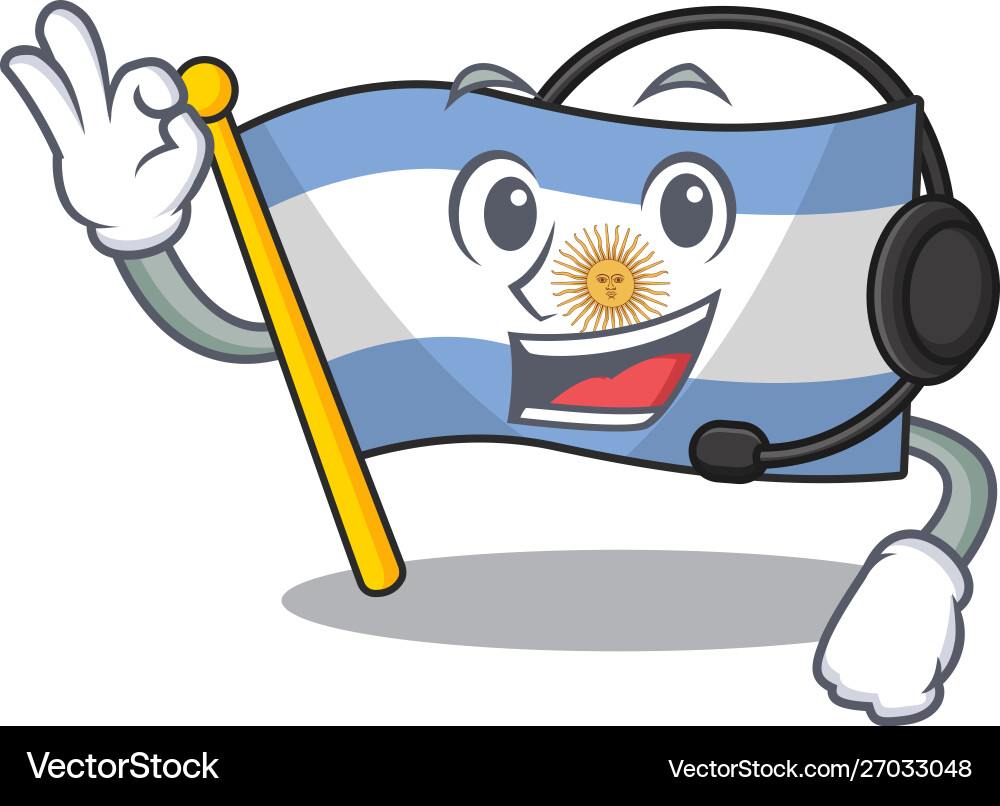 With headphone argentina mascot flag kept Vector Image