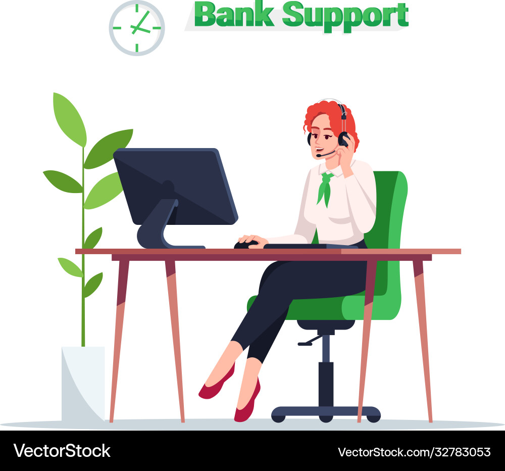 Bank support semi flat rgb color Royalty Free Vector Image