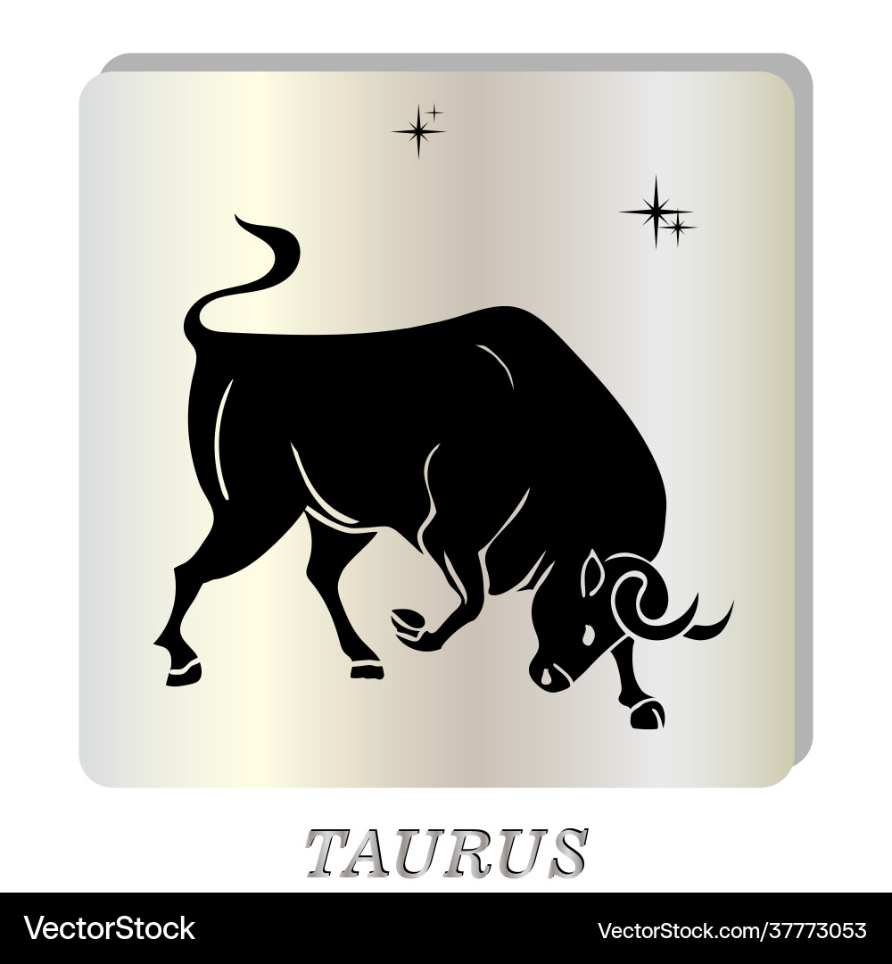 Black silhouette taurus are on pearl background Vector Image