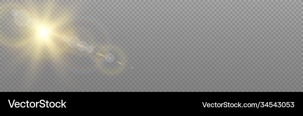 Bright sun with glare on a transparent background Vector Image