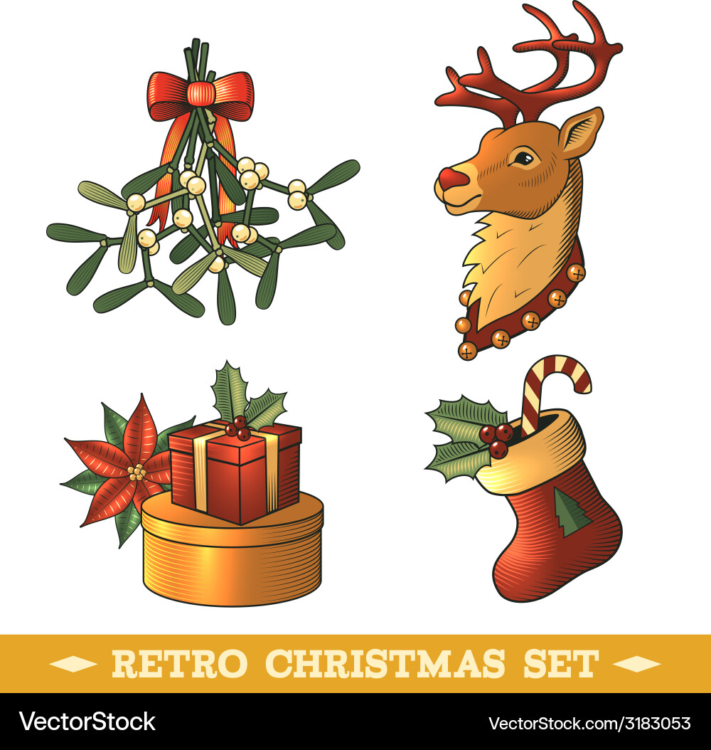Christmas icons colored set Royalty Free Vector Image