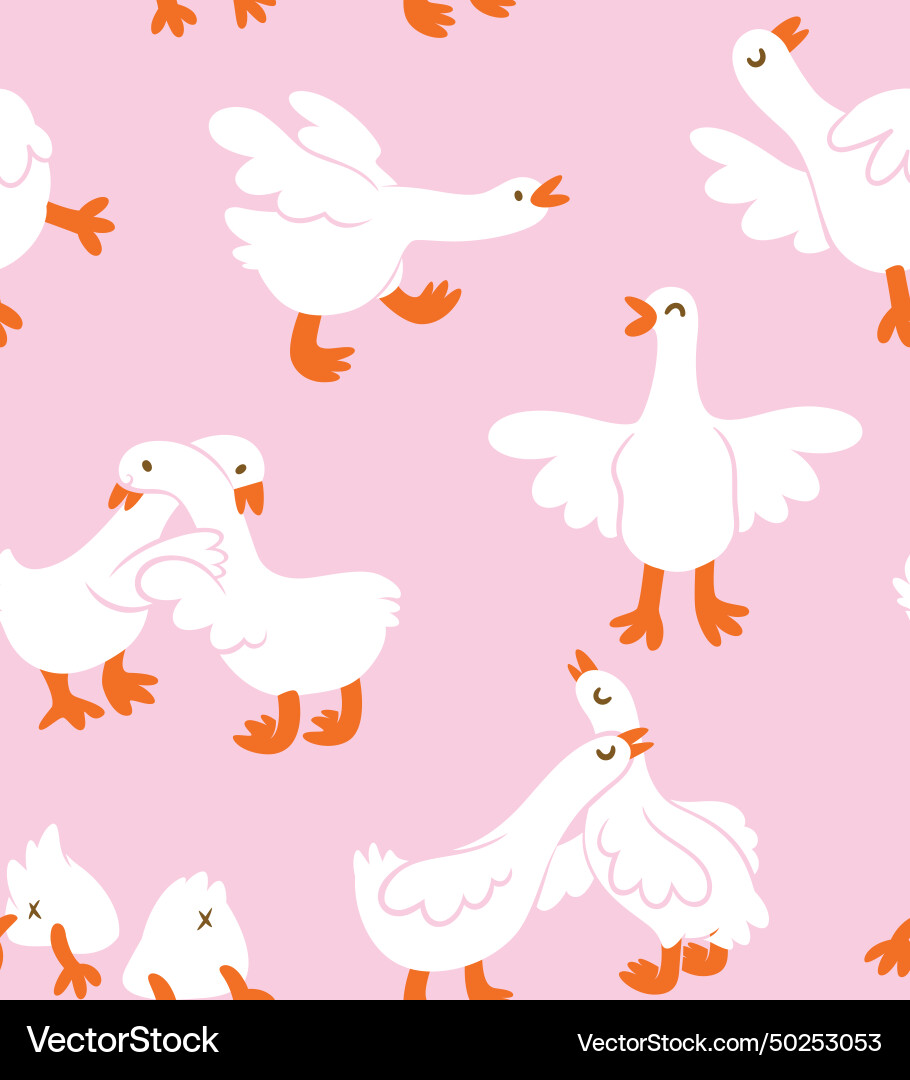 Cute geese are hugging and walking Royalty Free Vector Image