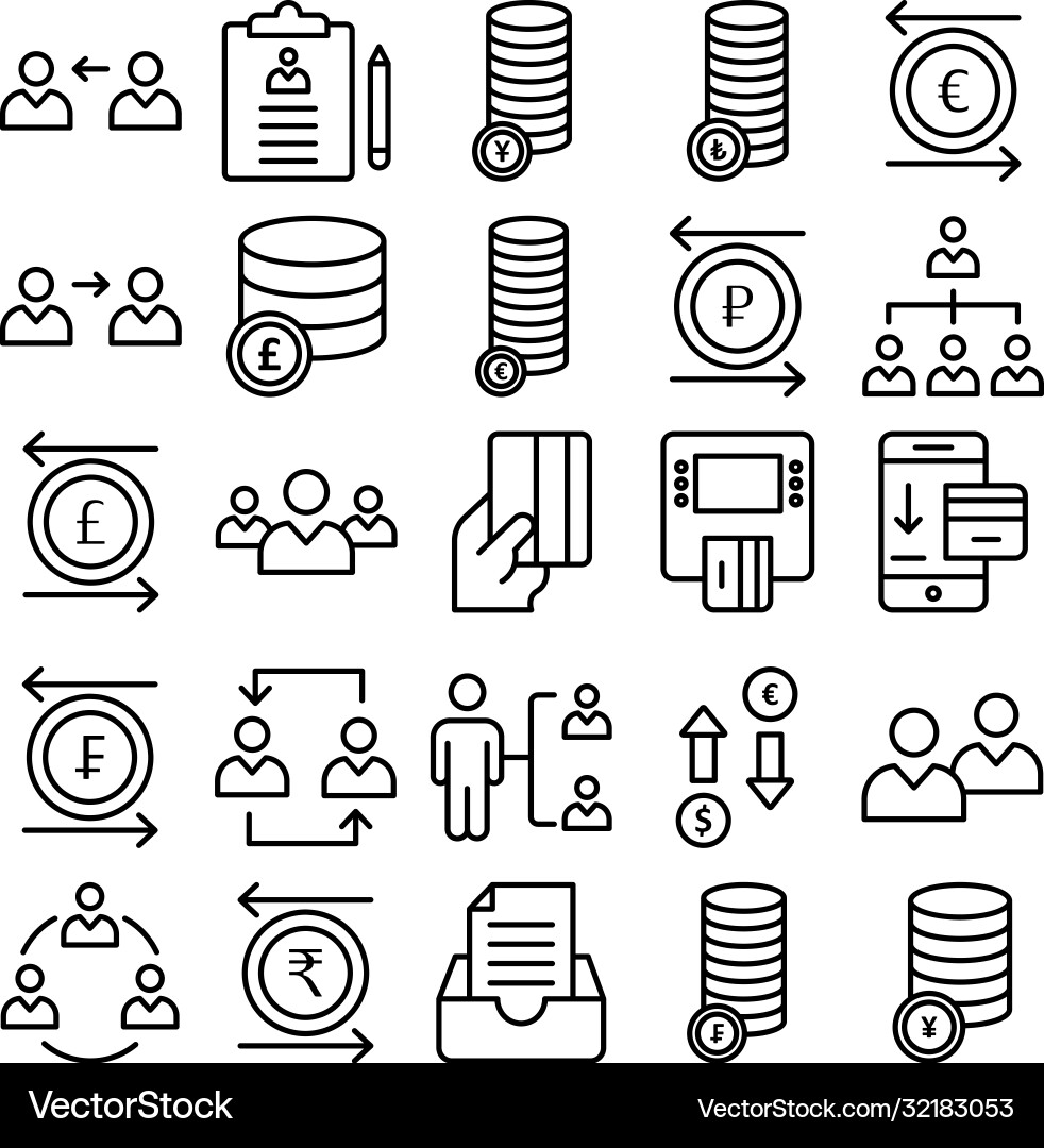 Digital finance icons set every single ico Vector Image