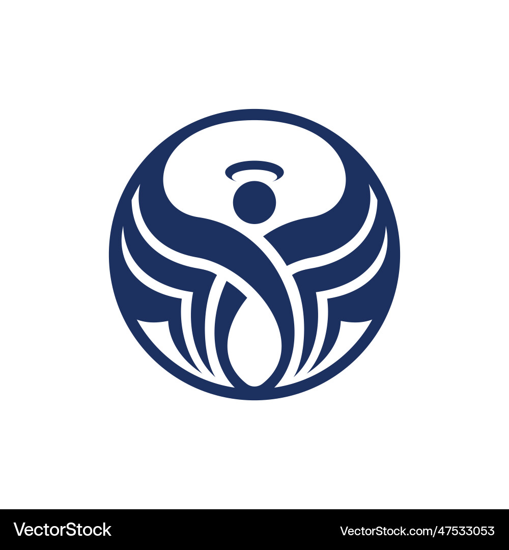 Flying human angel in circle logo design template Vector Image