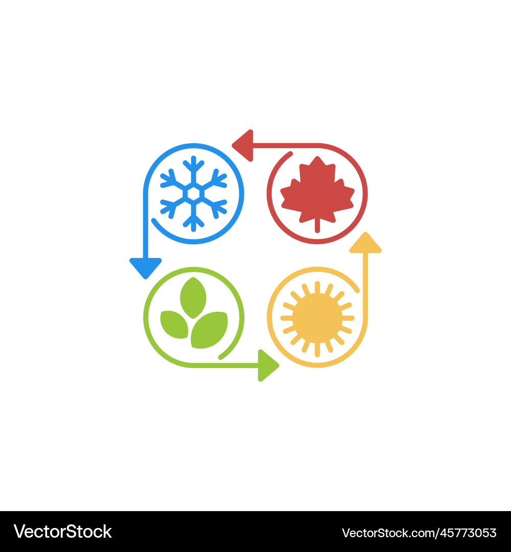 Four seasons change rotation logo icon template Vector Image