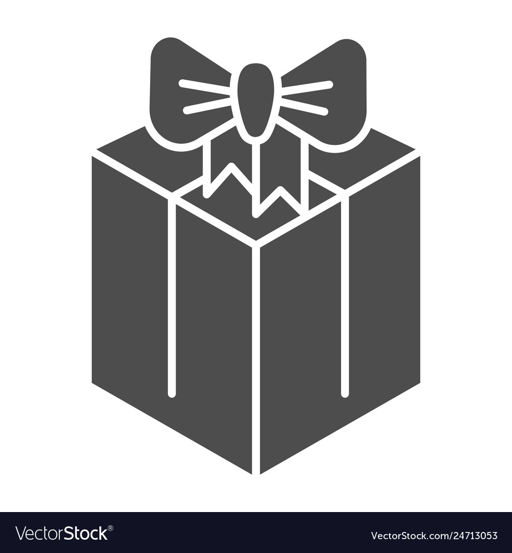 Gift box solid icon present box Royalty Free Vector Image