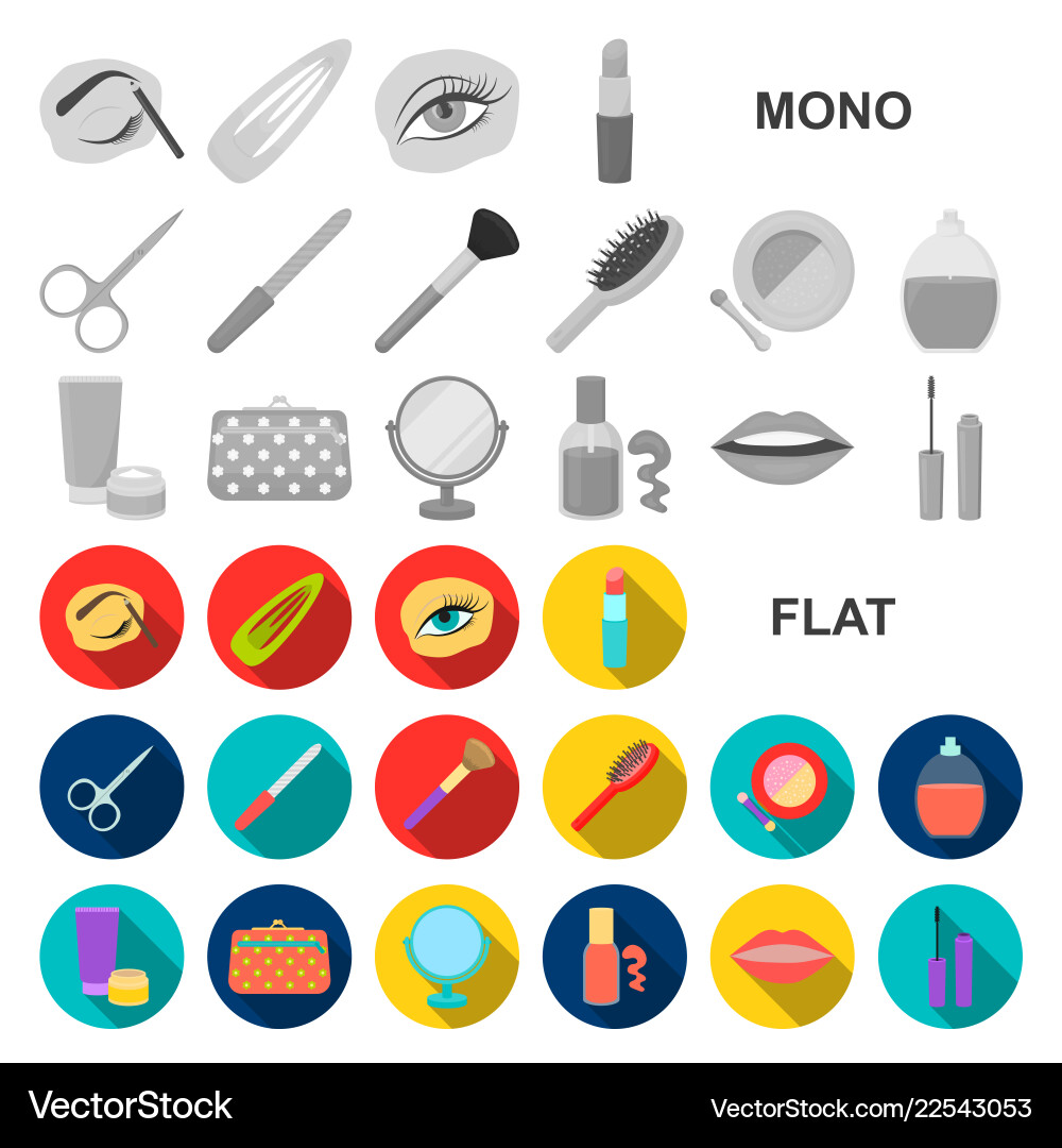 Makeup and cosmetics flat icons in set collection Vector Image