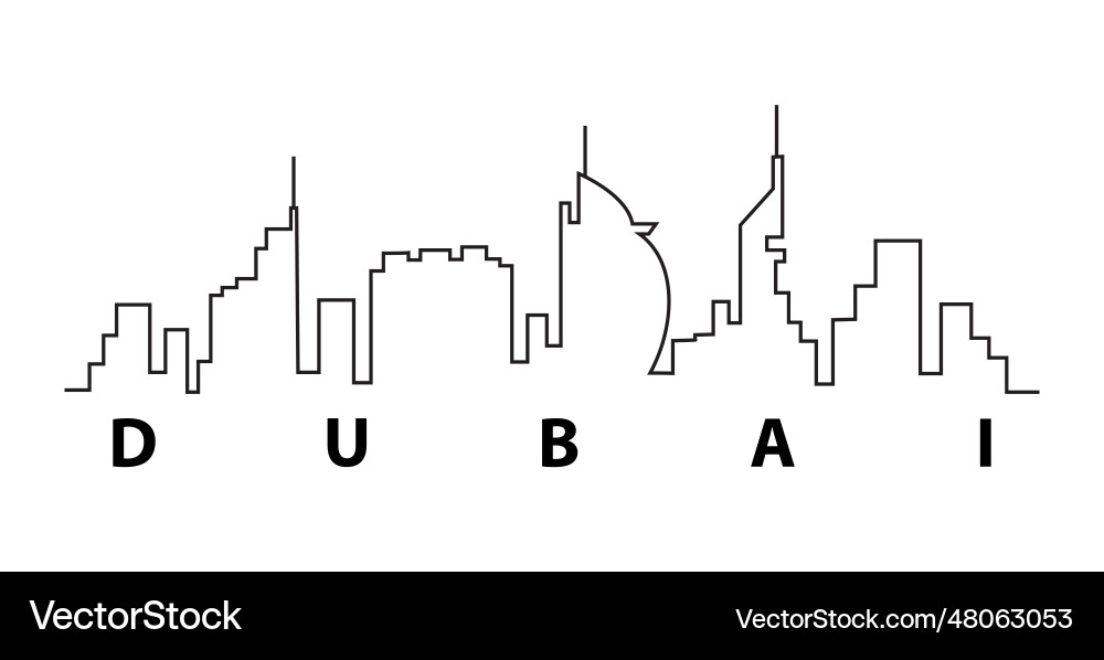 One-line style dubai city skyline Royalty Free Vector Image