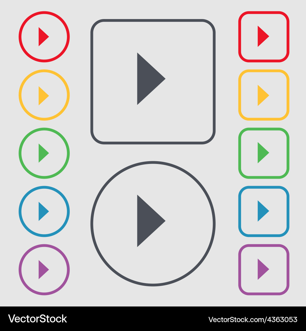 Play button icon sign symbol on the round Vector Image