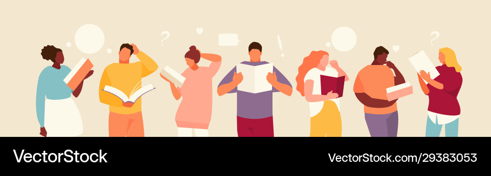 Reading people group Royalty Free Vector Image