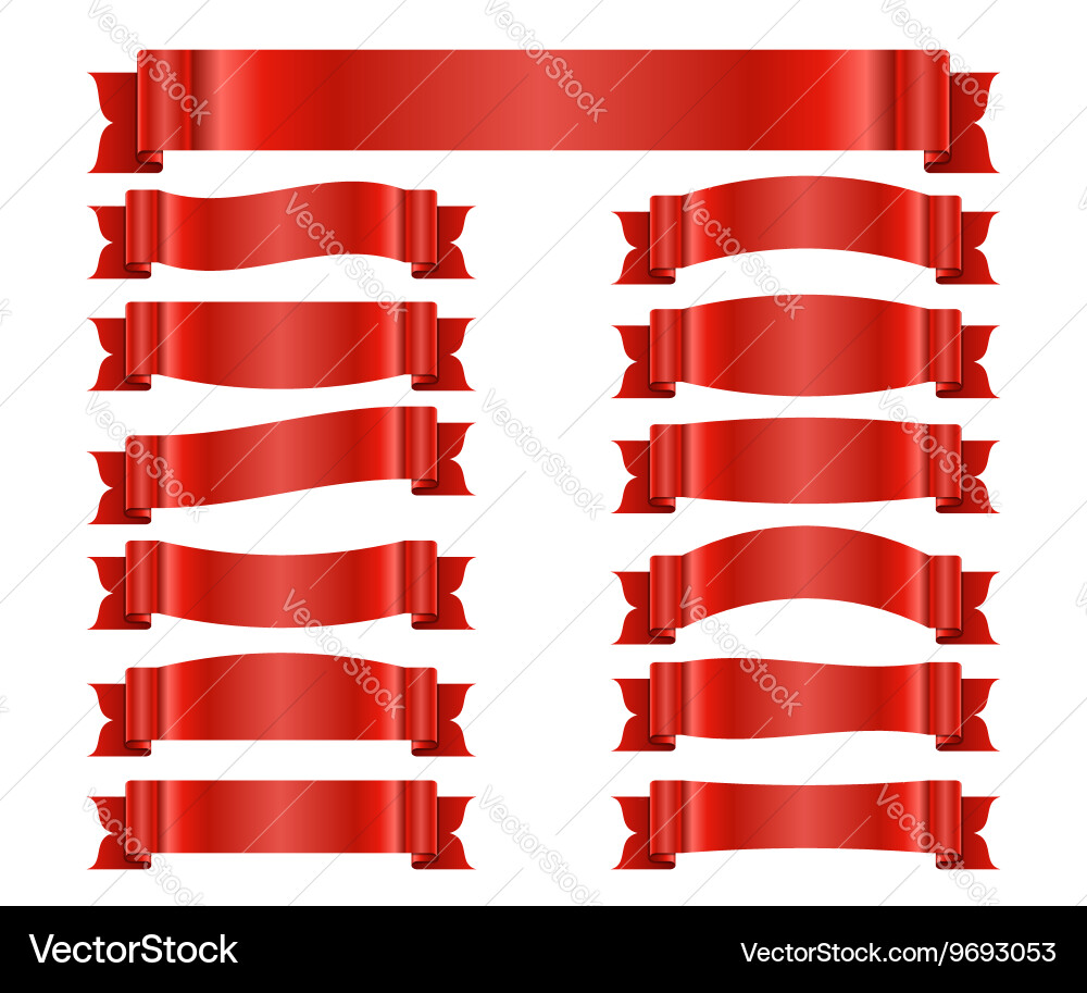 Red ribbon banners set satin Royalty Free Vector Image