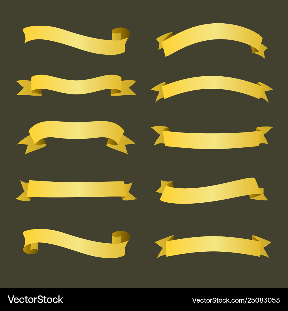 Set golden ribbons banners design Royalty Free Vector Image