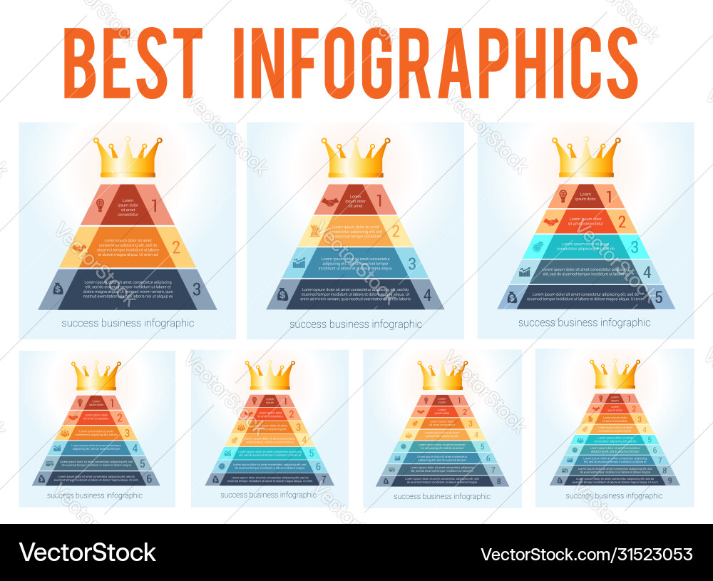 Set templates business modern 7 infographics Vector Image