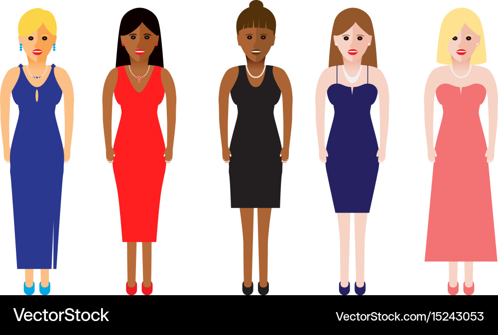 Women in a line Royalty Free Vector Image - VectorStock