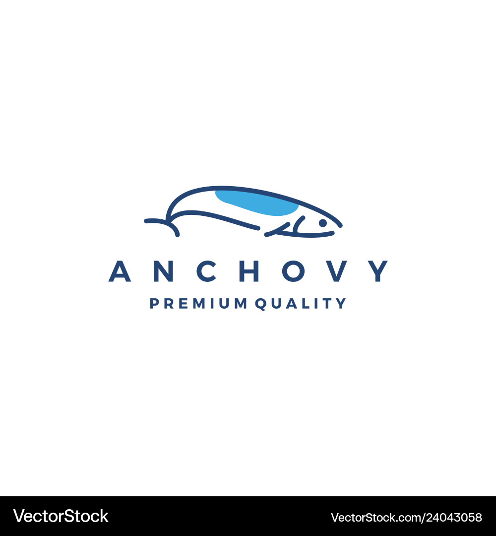 Anchovy fish logo icon seafood Royalty Free Vector Image