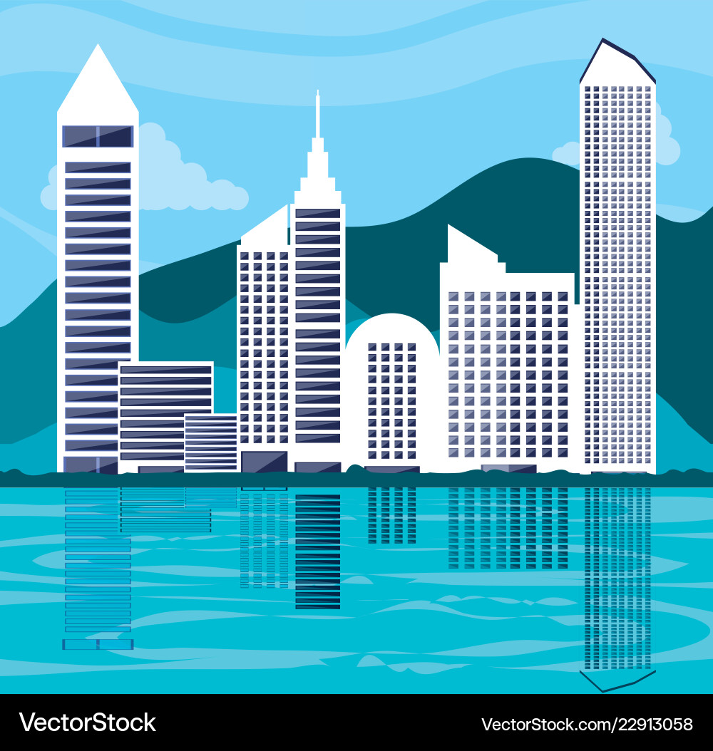 Cityscape with buildings scene Royalty Free Vector Image