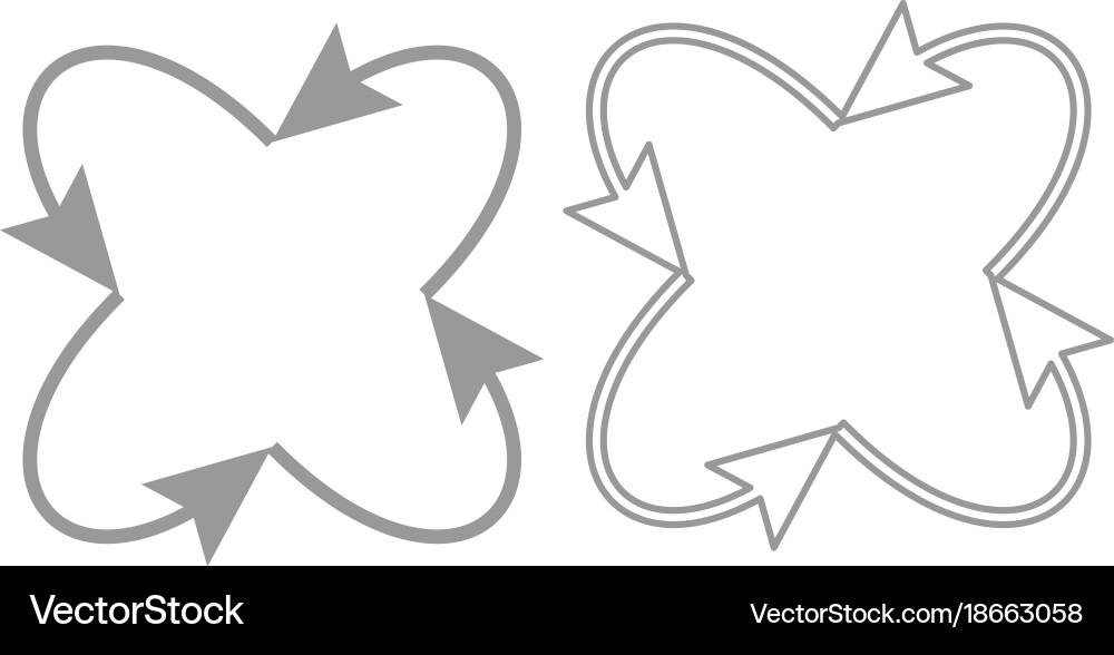 Four arrows in loop in and from center icon set Vector Image