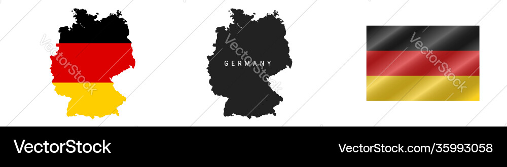 Germany detailed flag map silhouette Royalty Free Vector