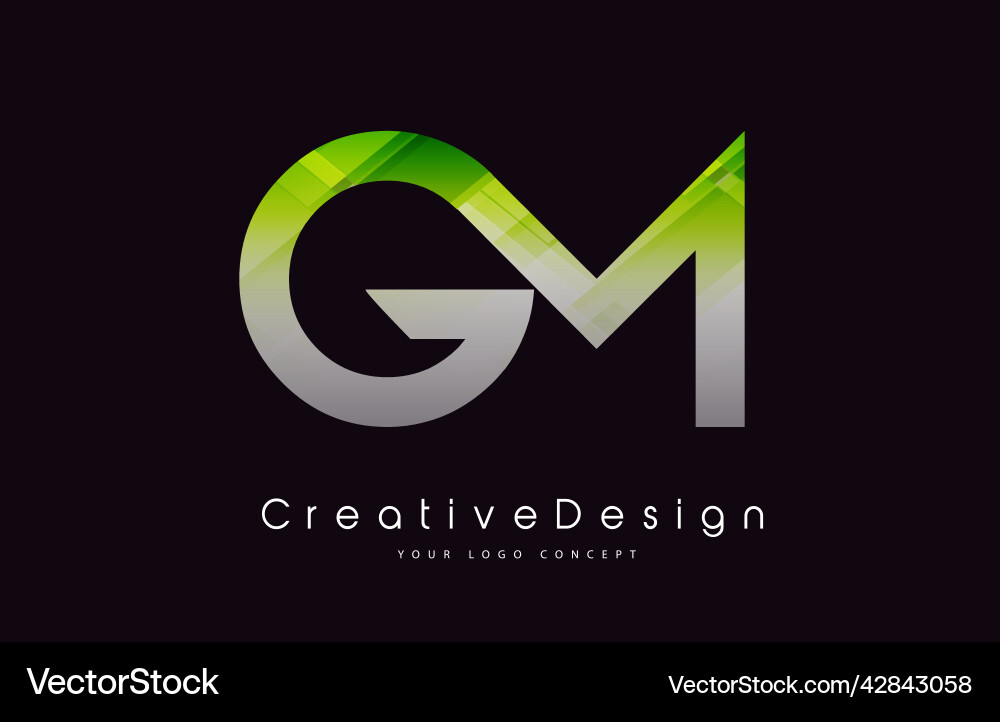 Gm letter logo design green texture creative icon Vector Image