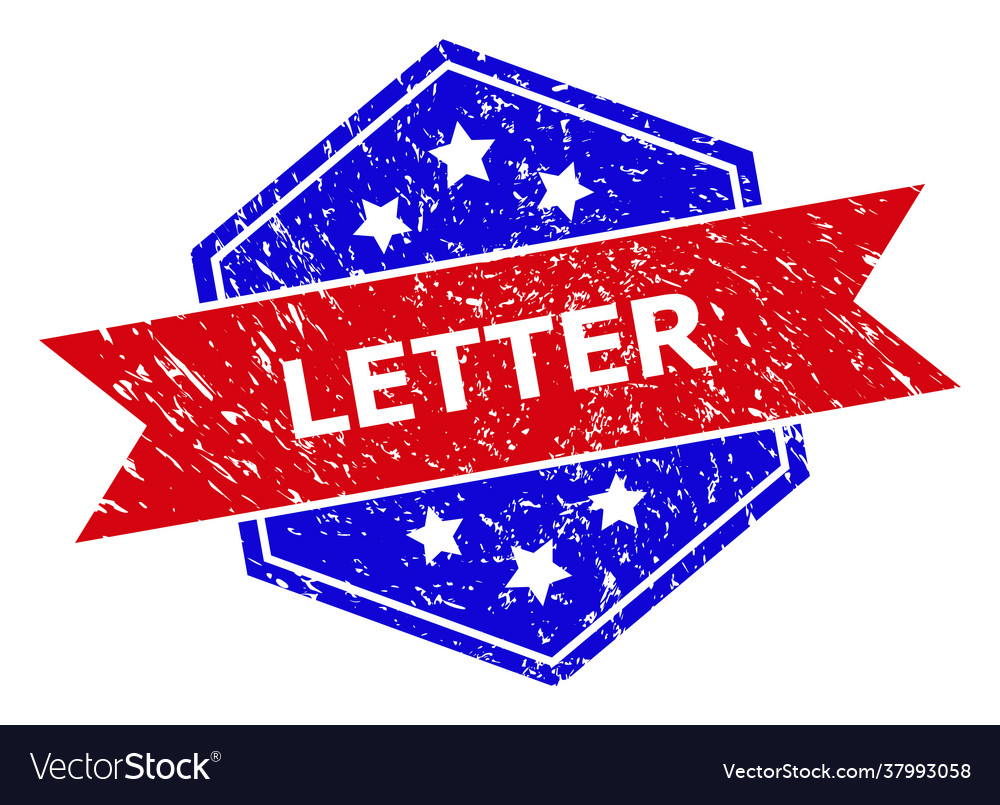 Hexagonal bicolor letter rubber stamp with rubber Vector Image