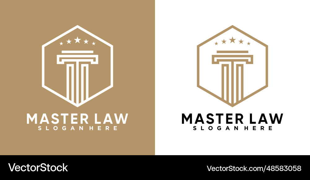 Master law with star logo design style Royalty Free Vector