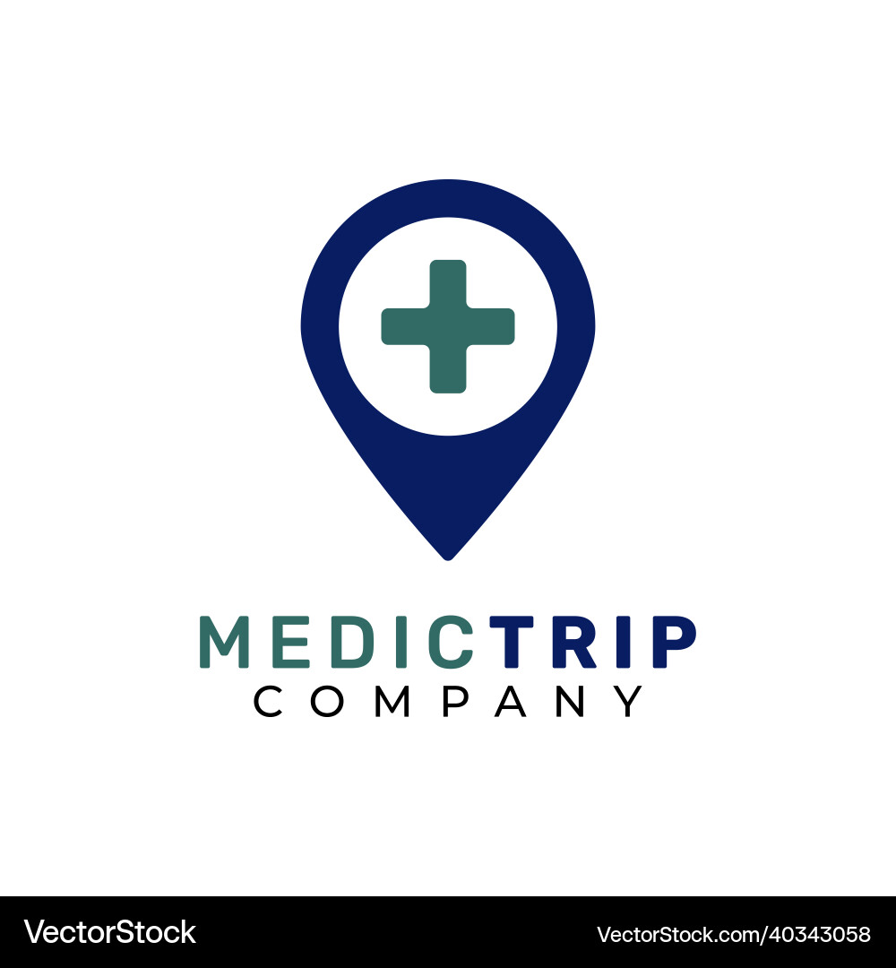 Medical trip pin navigation map logo design Vector Image