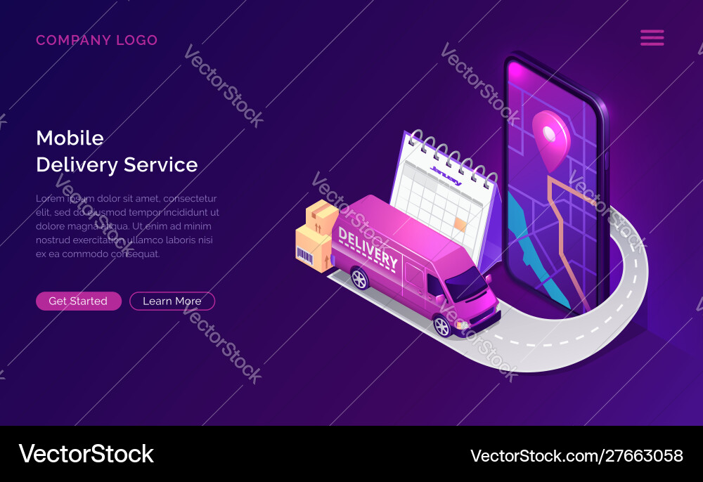 Mobile delivery service online app isometric Vector Image