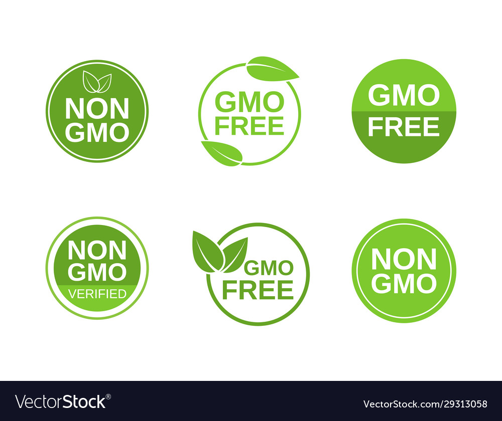 Non gmo label set free icons no design Royalty Free Vector
