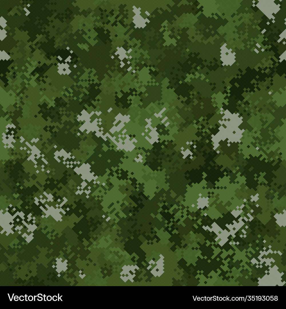 Seamless digital woodland pixel camo texture Vector Image
