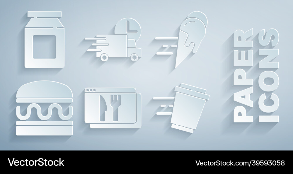 Set online ordering and delivery ice cream Vector Image