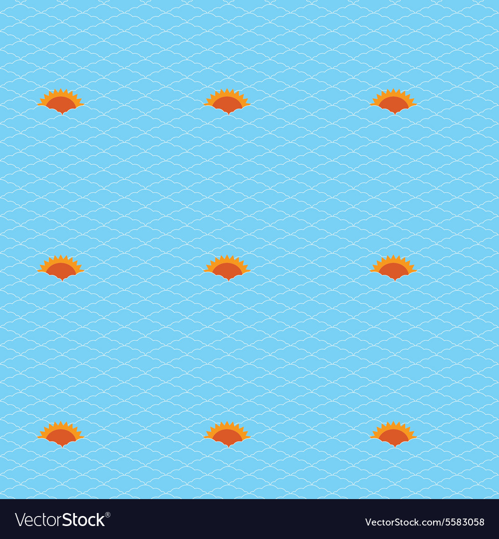 Sun and cloud pattern japan wave style pattern Vector Image