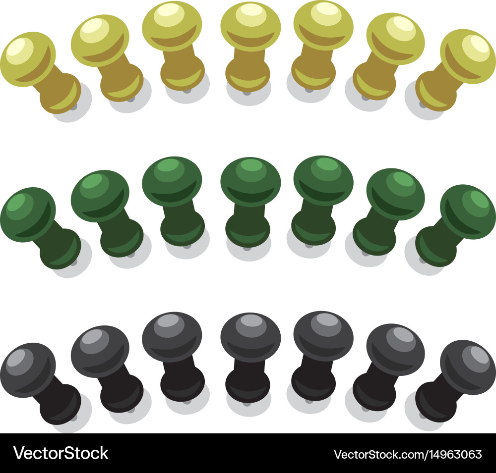 Big pushpins set of isolated Royalty Free Vector Image