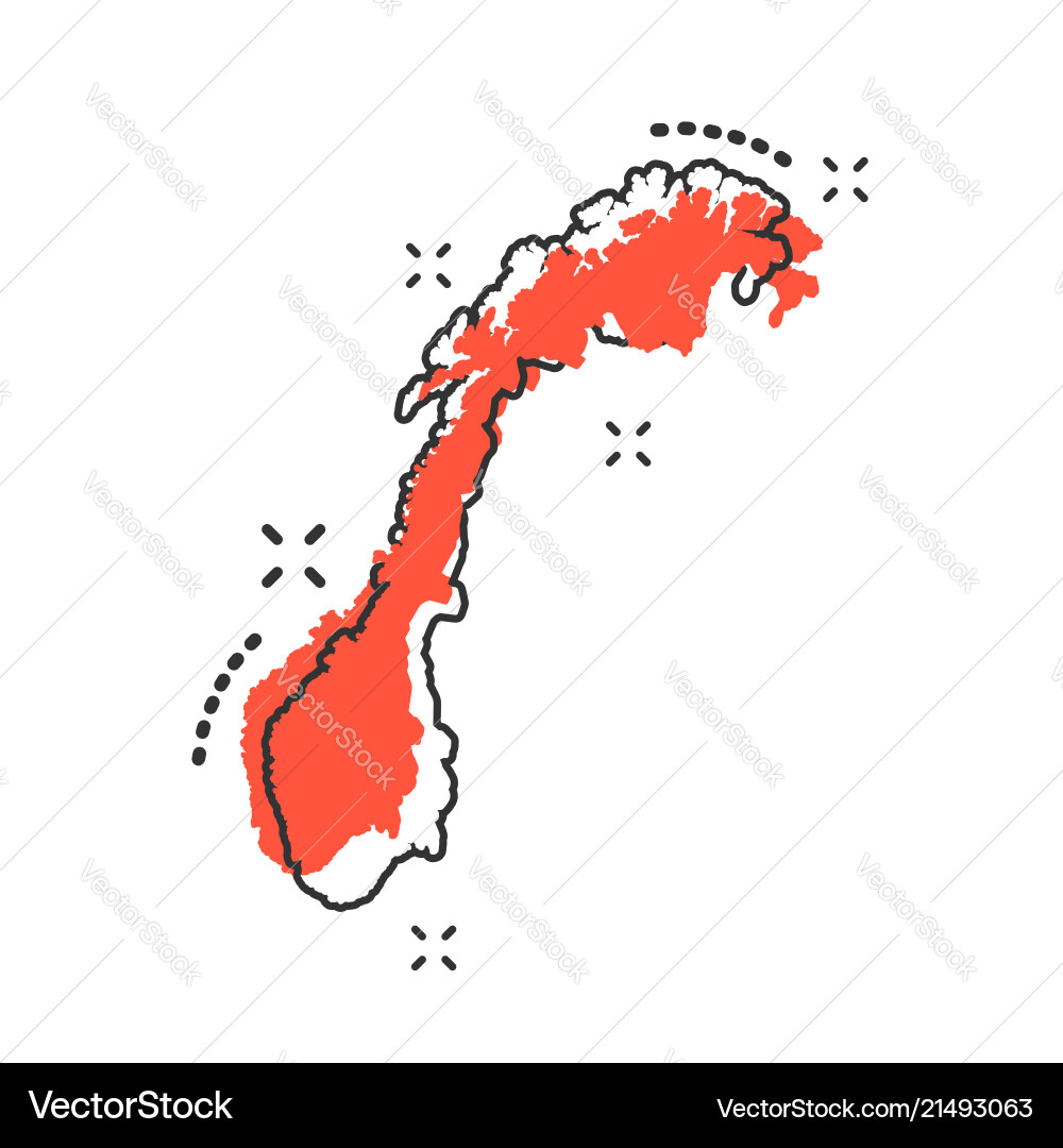 Cartoon norway map icon in comic style norway Vector Image