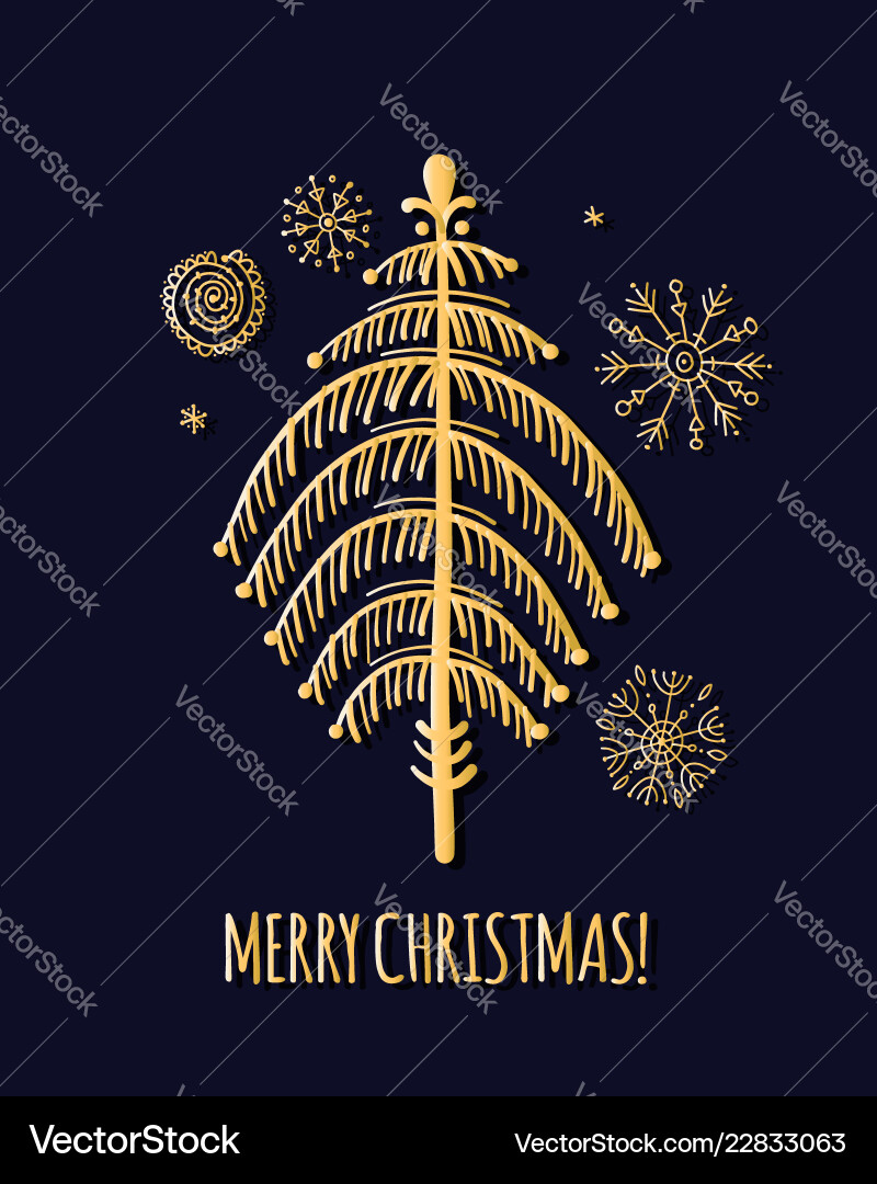 Christmas tree greeting card for your design Vector Image