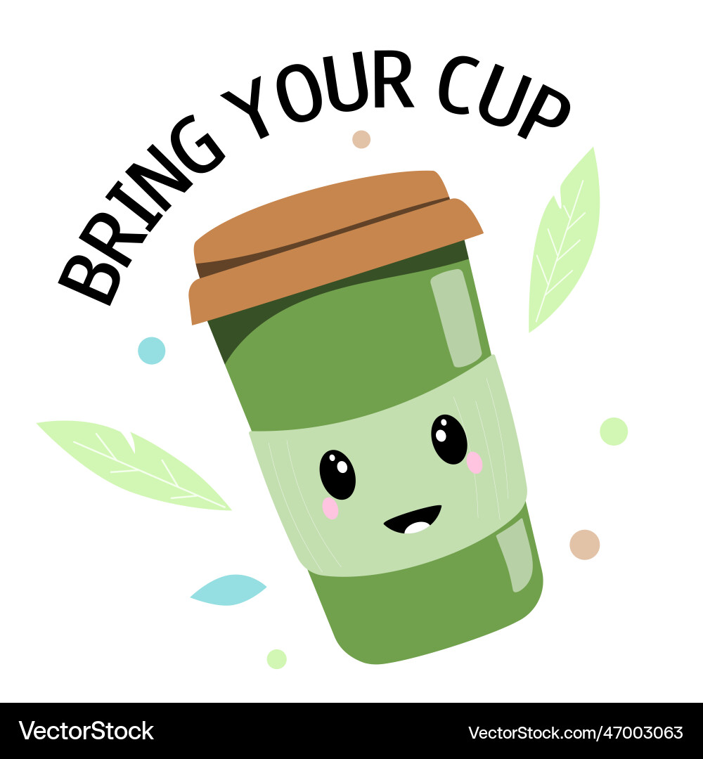 Cute thermo mug character bring your cup concept Vector Image