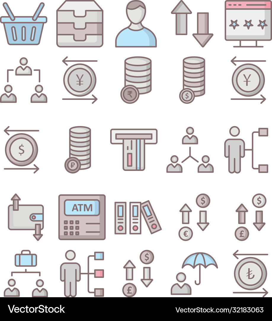 Digital finance icons set every single ico Vector Image