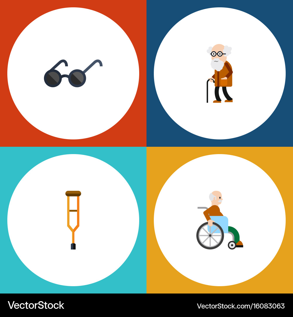 Flat icon handicapped set of man Royalty Free Vector Image