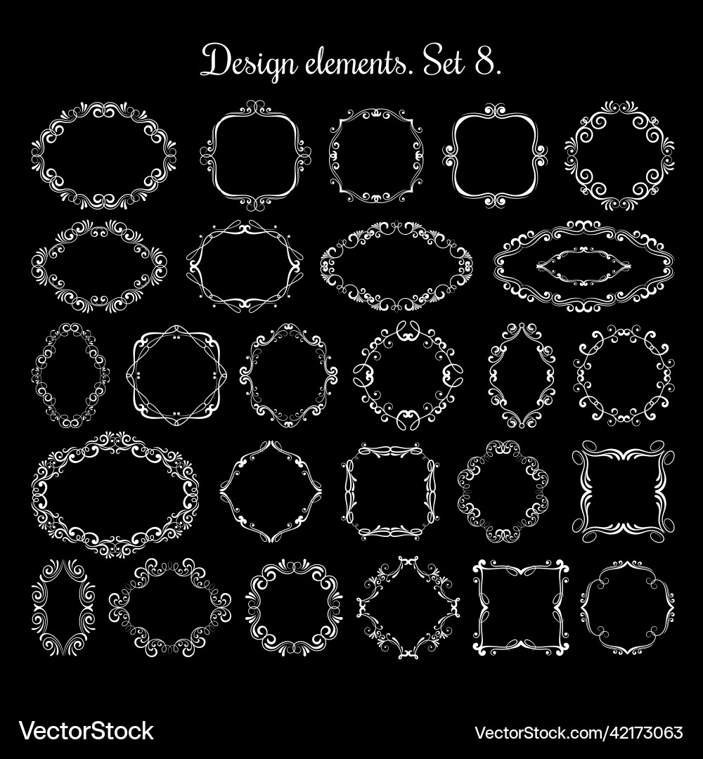 Floral oval and round victorian frames flourish Vector Image