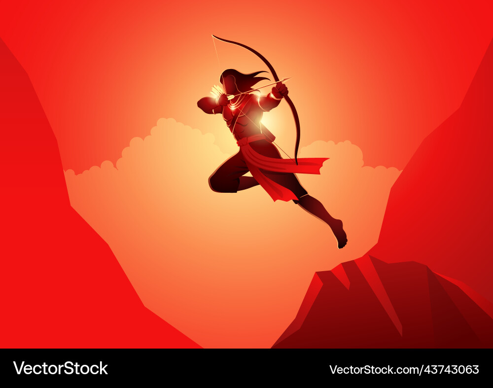 Lord rama aiming with bow and arrow Royalty Free Vector
