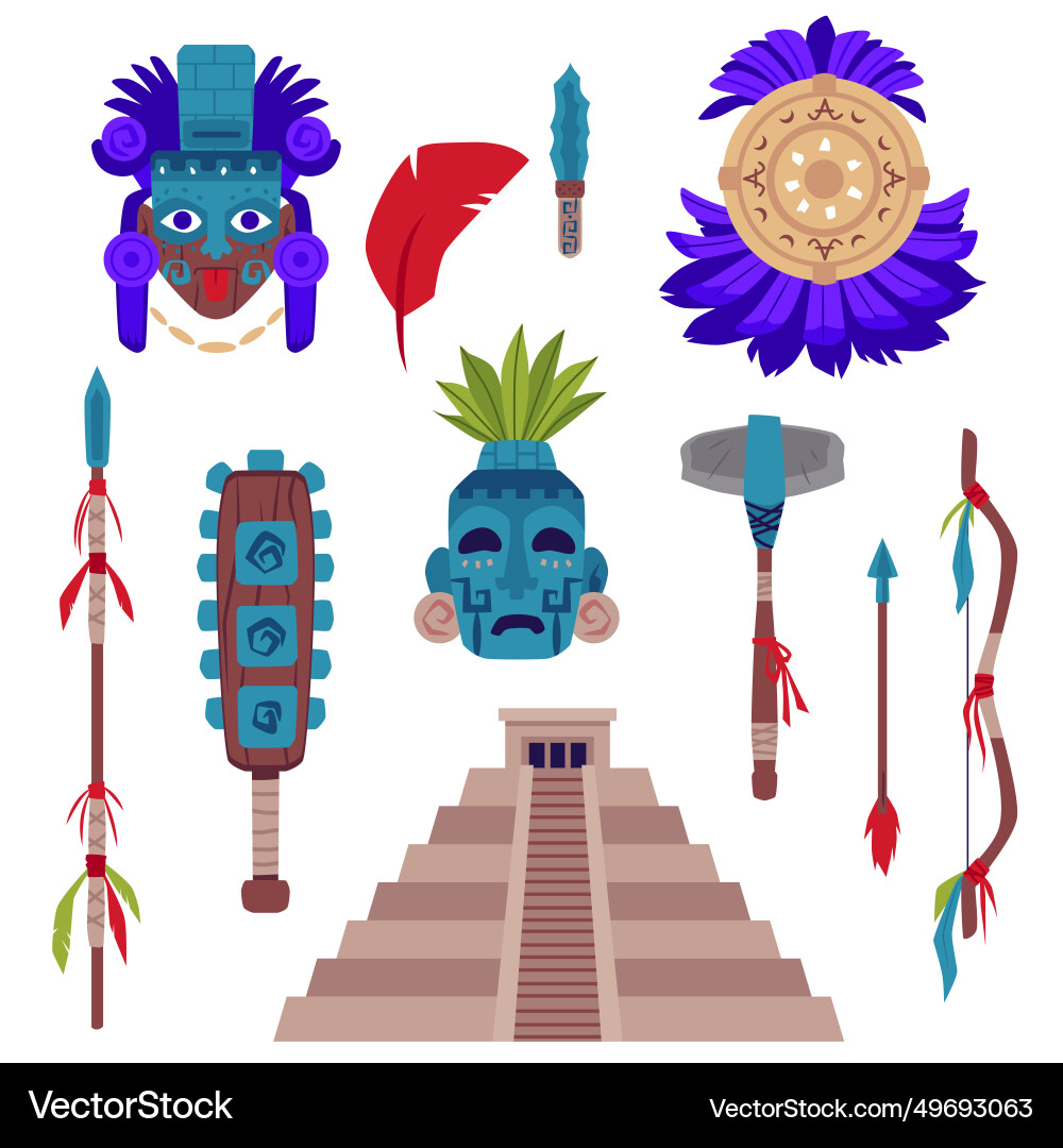 Mexican ancient inca maya civilization symbols Vector Image