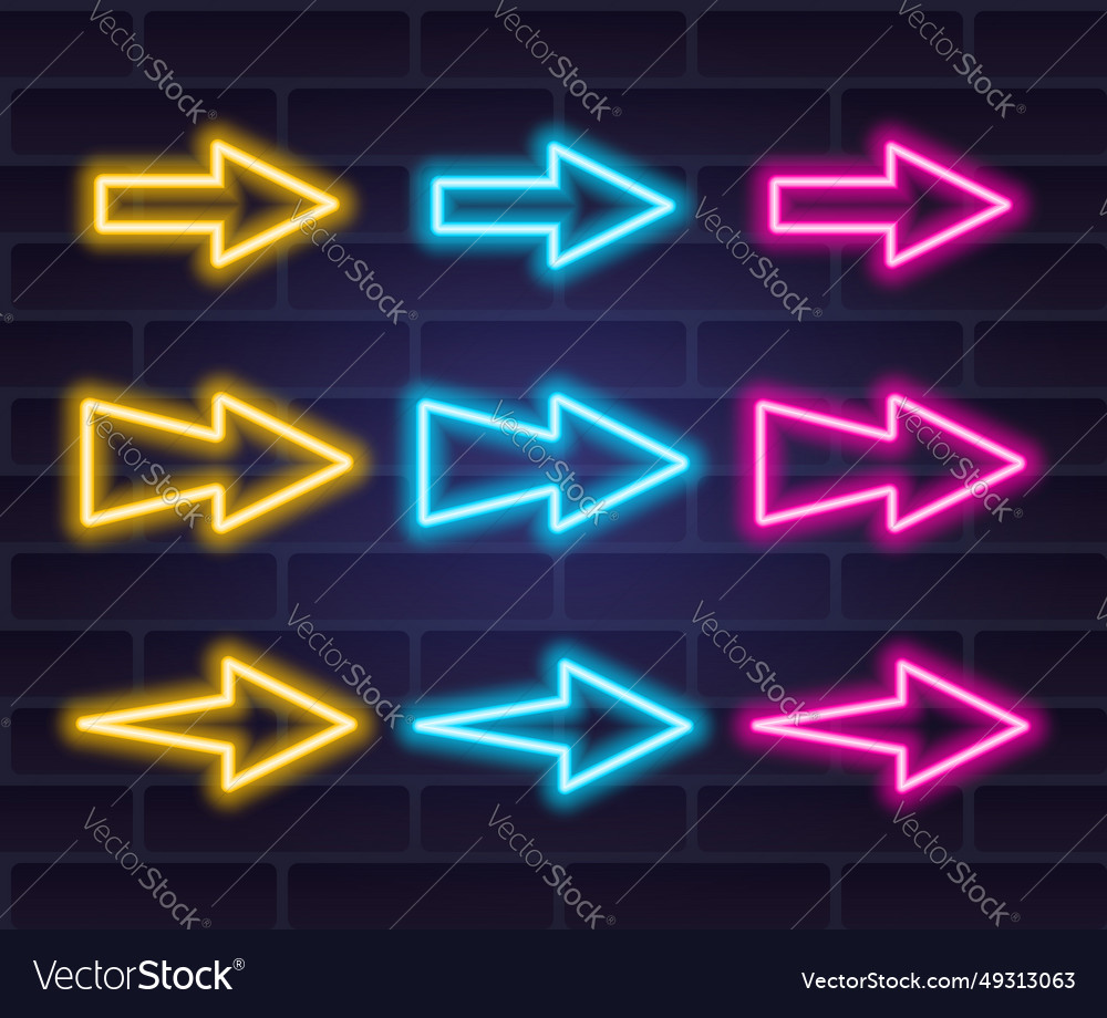 Neon arrows for decoration and design Royalty Free Vector