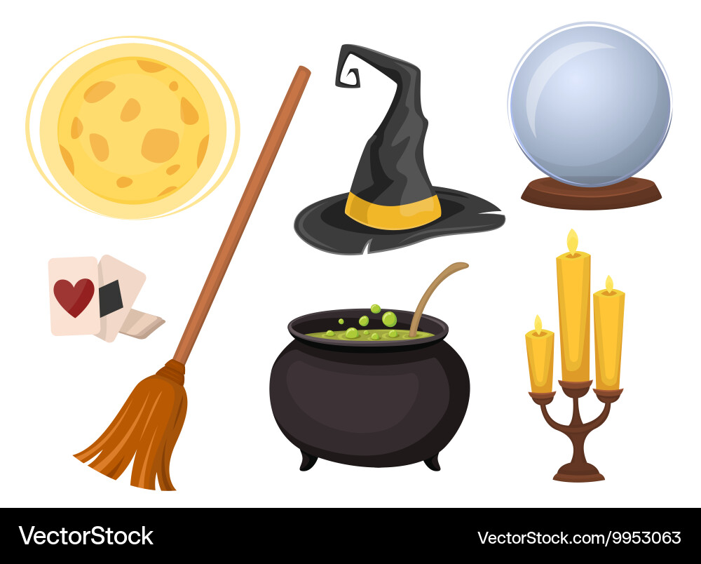Set of icons for divination and magic tricks Vector Image