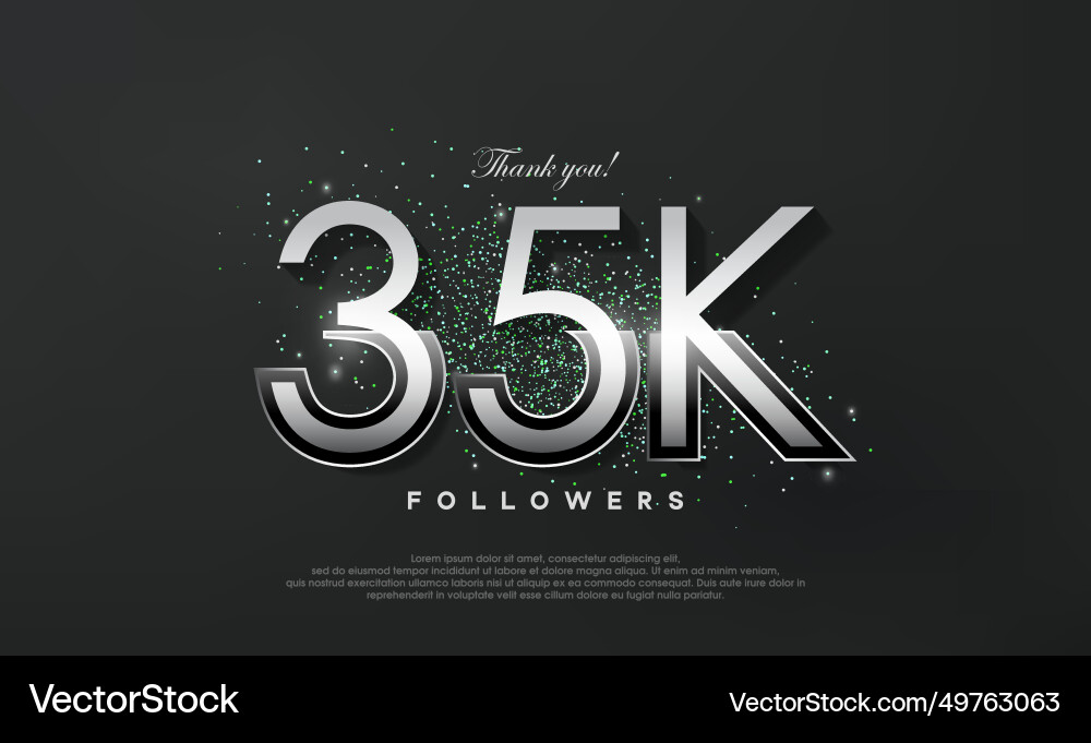 Silver metallic thank you so much for 35k Vector Image