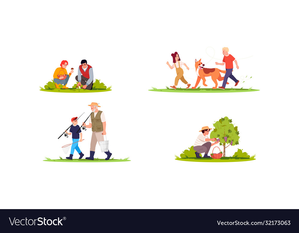Summer Vacation Activities Semi Flat Set Vector Image summer-vacation-activities-semi-flat-set-vector-image