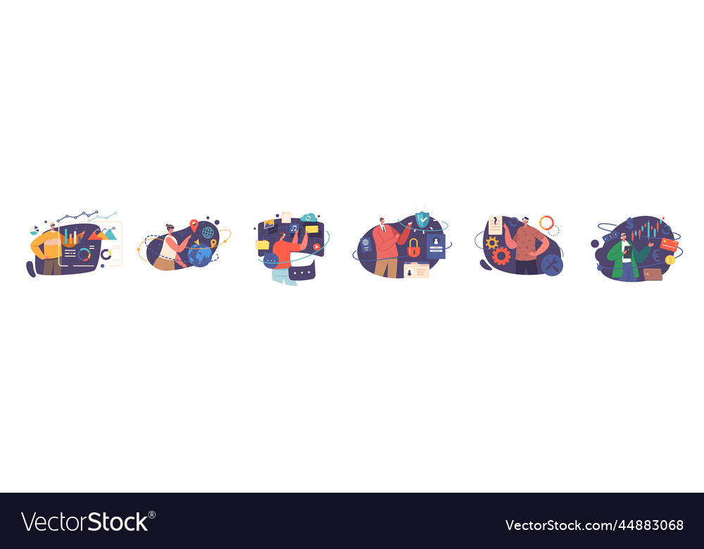 Augmented reality business technology workflow Vector Image Augmented reality business technology workflow Vector Image