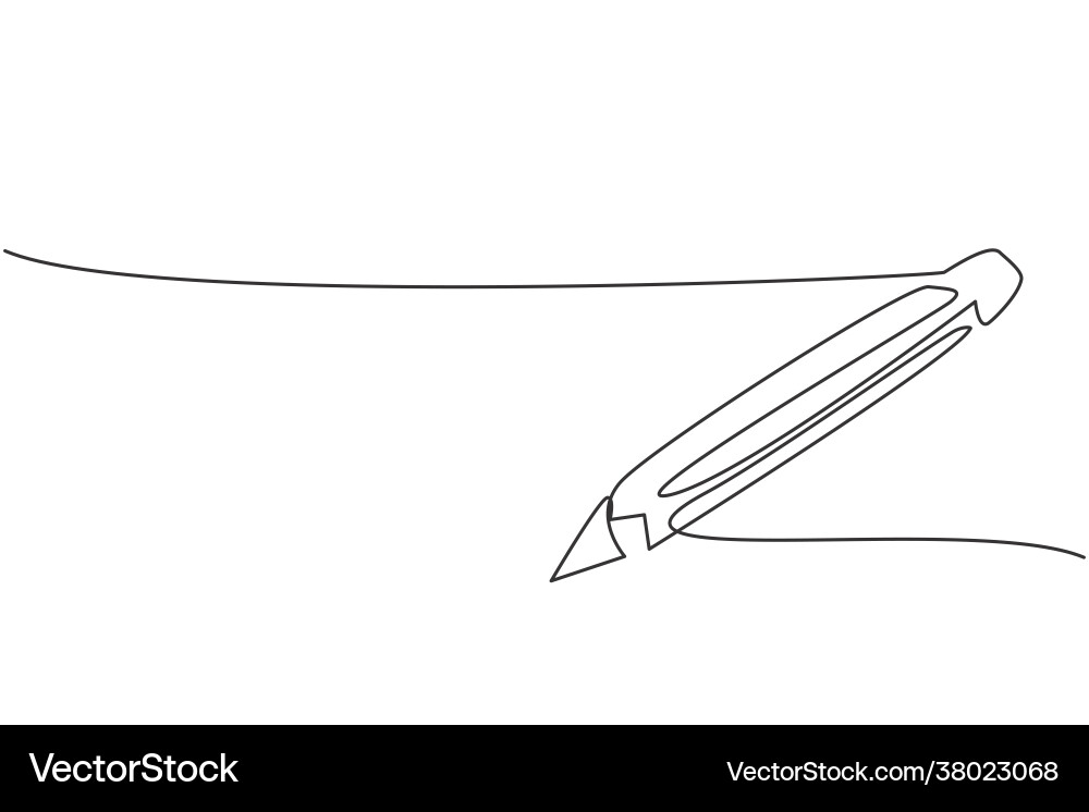 Continuous one line drawing wooden pencil Vector Image